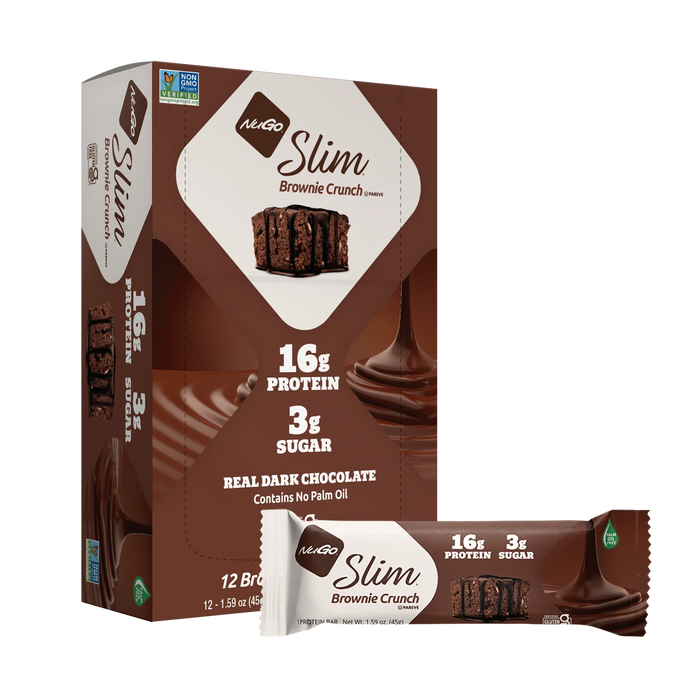 NuGo Slim Dark Chocolate Plant-based Protein Bars with only 3g Sugar