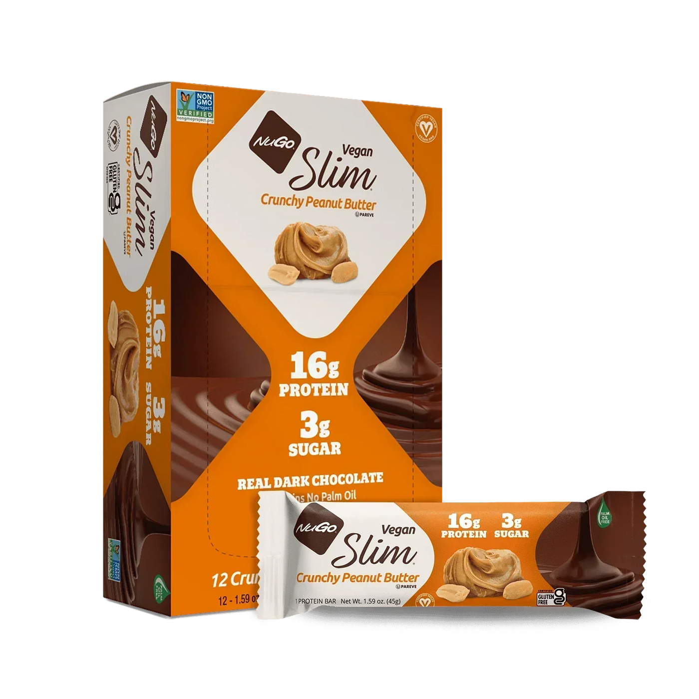 NuGo Slim Dark Chocolate Plant-based Protein Bars with only 3g Sugar